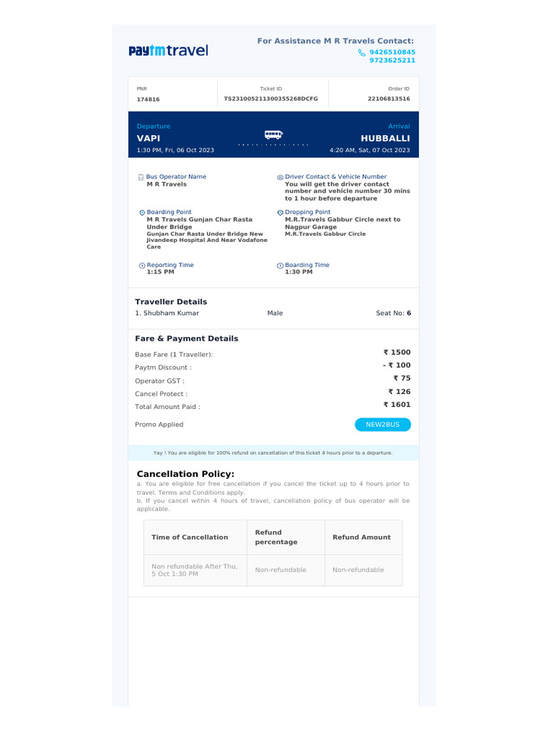 Vapi Hubballi: Departure Arrival | PDF | Baggage | Bus