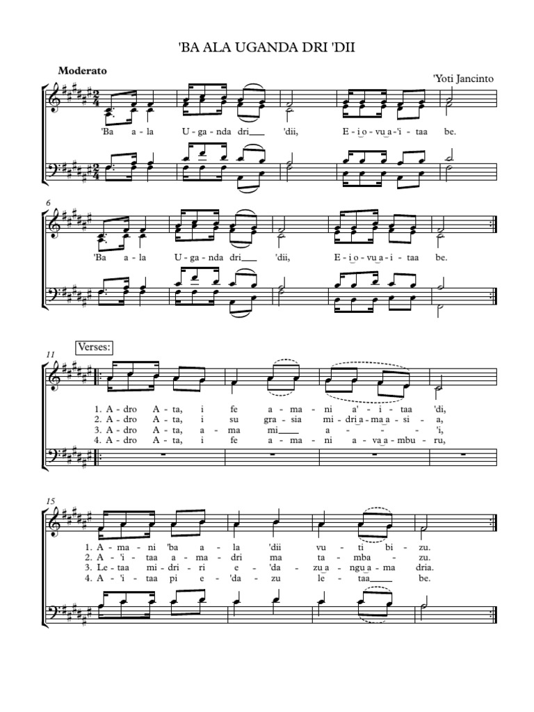 'Ba Ala Uganda Dri 'Dii-2 - Namugongo - Full Score | PDF