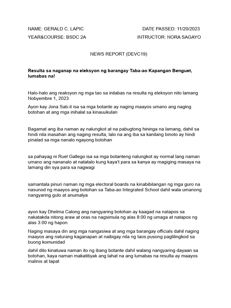 Devc 19 News Report | PDF