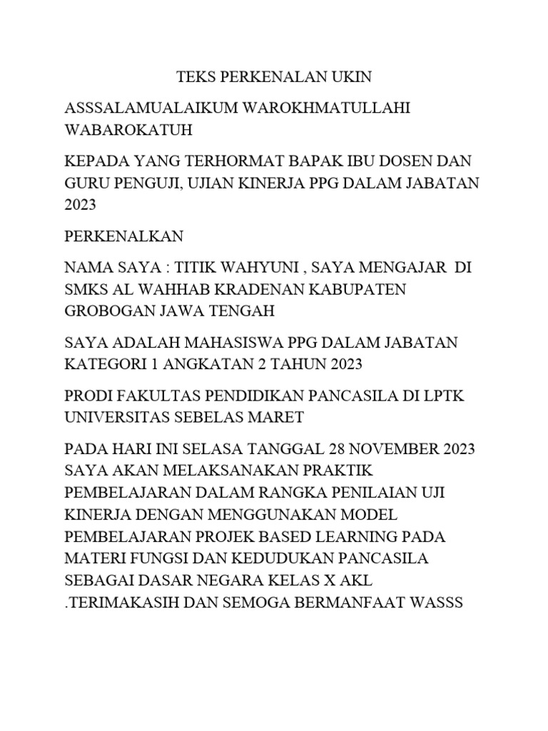 Teks Perkenalan Ukin | PDF
