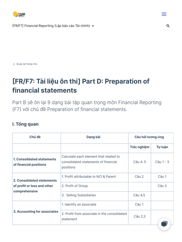 (FR - F7 - Tài liệu ôn thi) Part D - Preparation of financial ...