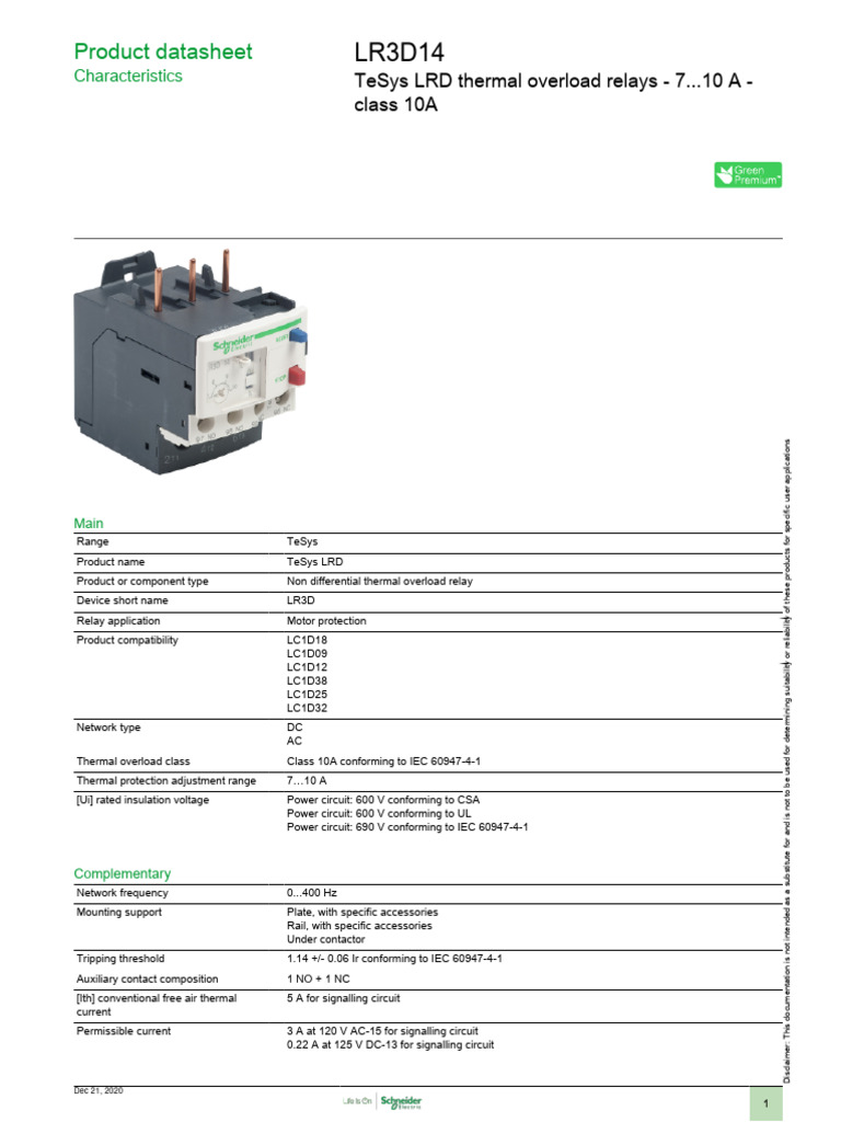 TeSys LRD - LR3D14 | PDF | Relay | Electrical Engineering