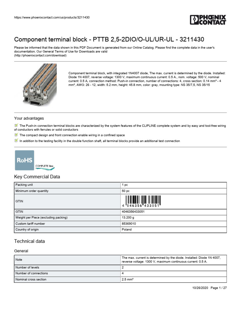 TB Diode 3211430 | Download Free PDF | Electrical Connector | Insulator ...