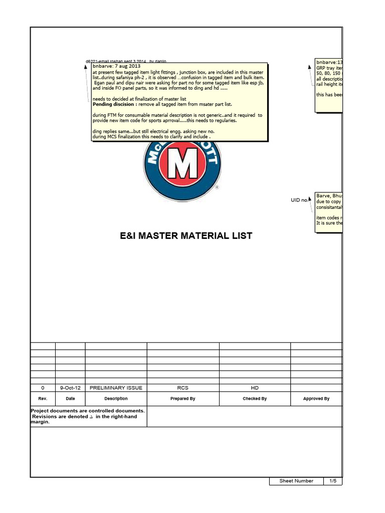 E - I Master Bulk Material List Rev 2 (Working) | PDF | Insulator ...