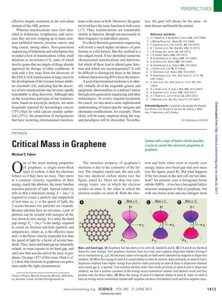 Critical Mass Graphene | PDF | Field Effect Transistor | Graphene
