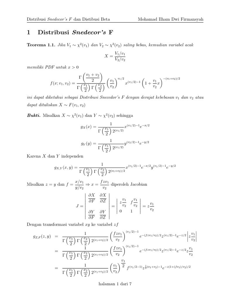 Distribusi F Dan Beta | PDF