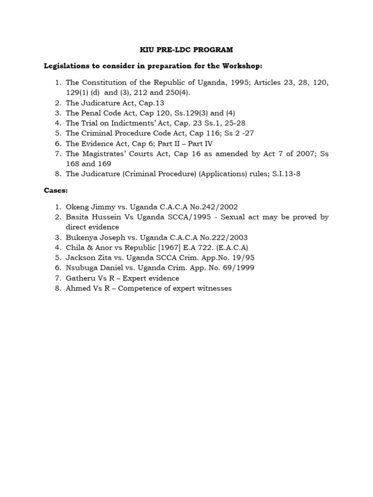 Kiu Pre-Ldc Training Defilement | PDF | Common Law | Justice