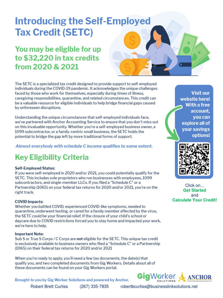 Tax Credit One Pager QR-RBC | PDF | Self Employment | Small Business ...