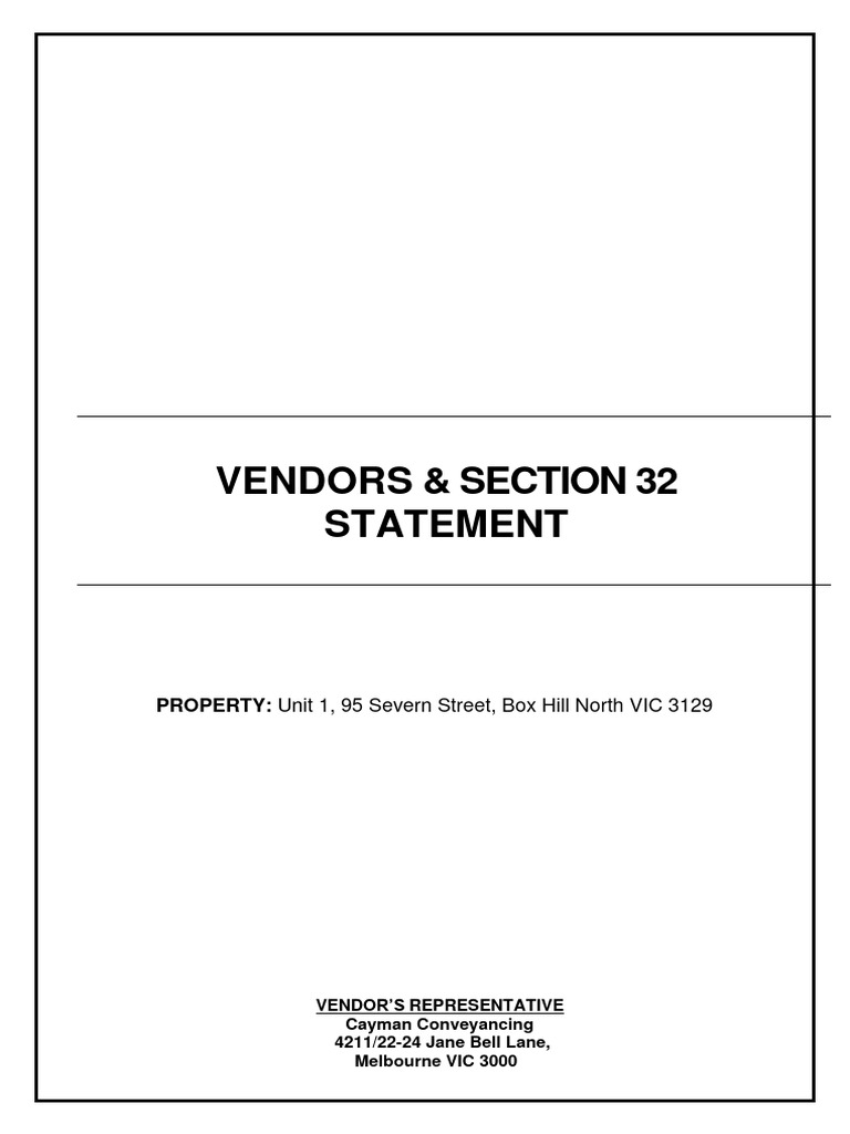 Vendor Statement for Property Sale | PDF | Taxes | Private Law