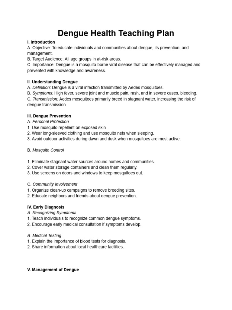 Dengue Prevention Health Teaching Plan | PDF | Science & Mathematics ...