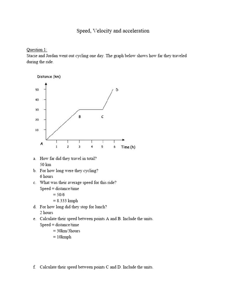 Speed, Velocity and Acceleration | PDF