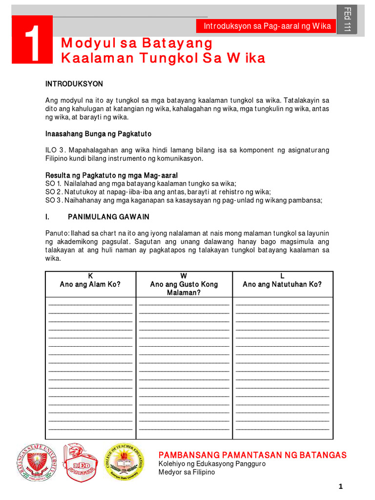 FEd 111 - Linggo 2 - Modyul 1 | PDF