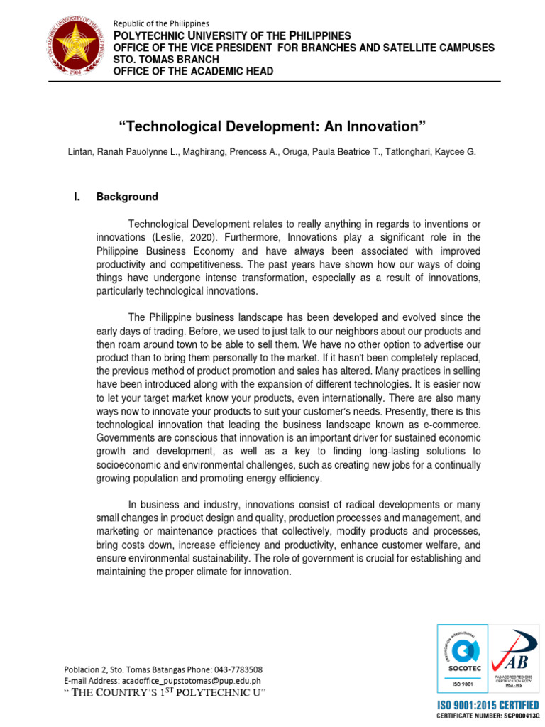 Technological Advancement | PDF | E Commerce | Innovation
