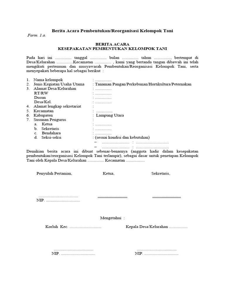 Berita Acara Pembentukan Kelompok Tani | PDF | Griya & Taman