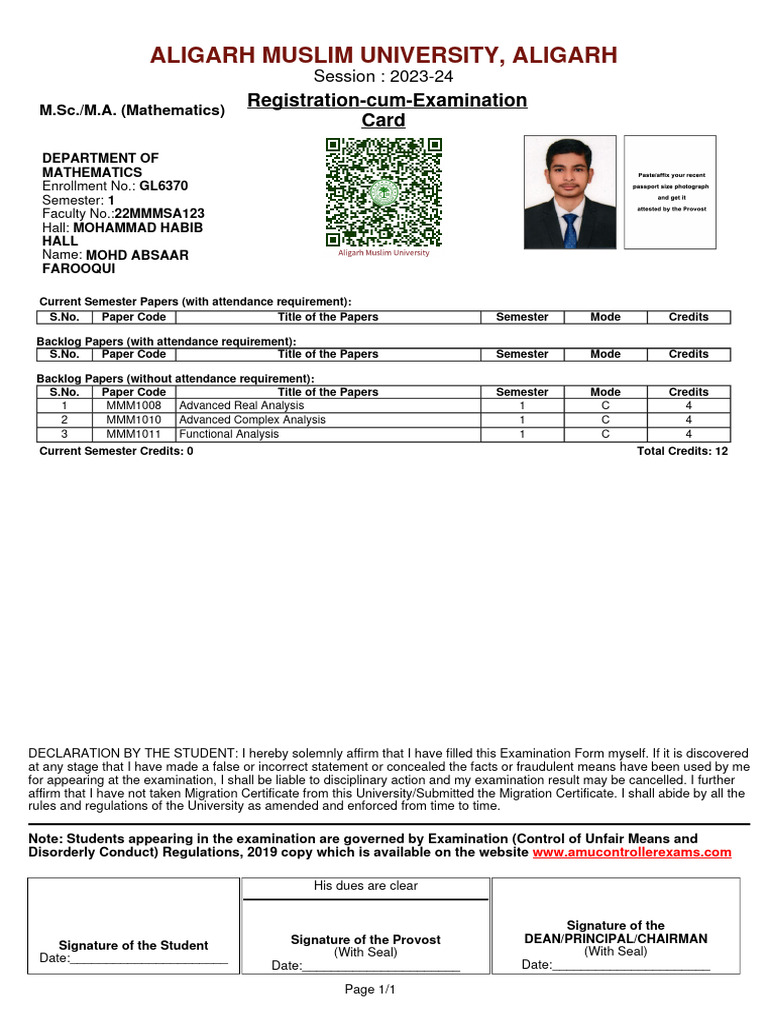 GL6370 MMMSA Registration Cum Examination Form | PDF | Justice | Crime & Violence
