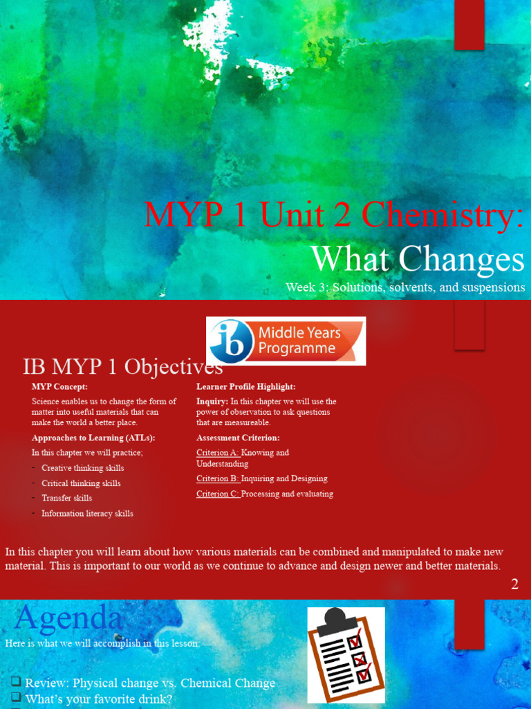 3 - MYP - 1 - Unit - 2 - Chemistry - Week - 4 - Solutions | PDF | Mixture | Filtration