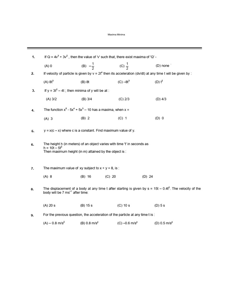 Maxima Minima | PDF