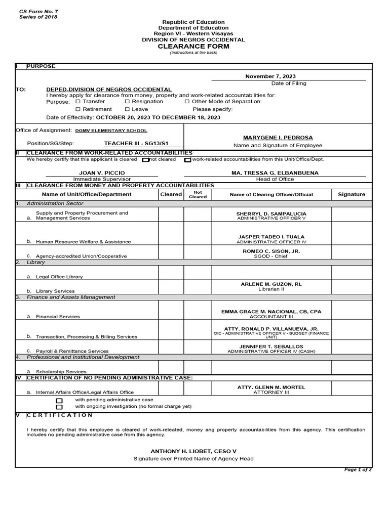New Edited CS Form No. 7 Clearance Form 1 | PDF | Economies | Business