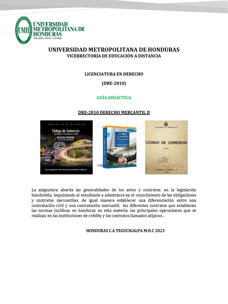 Guía Didáctica Derecho Mercantil II Umh | PDF | Evaluación | Maestros
