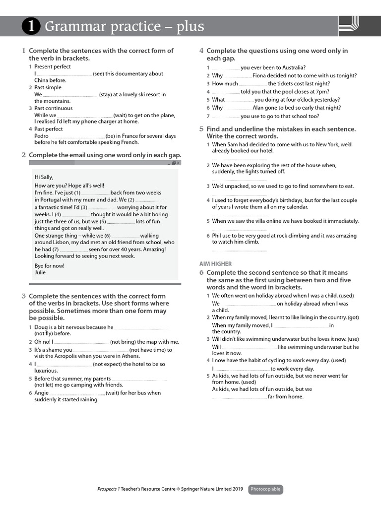 FP1 U01 Grammar Practice Plus | PDF | Language Arts & Discipline