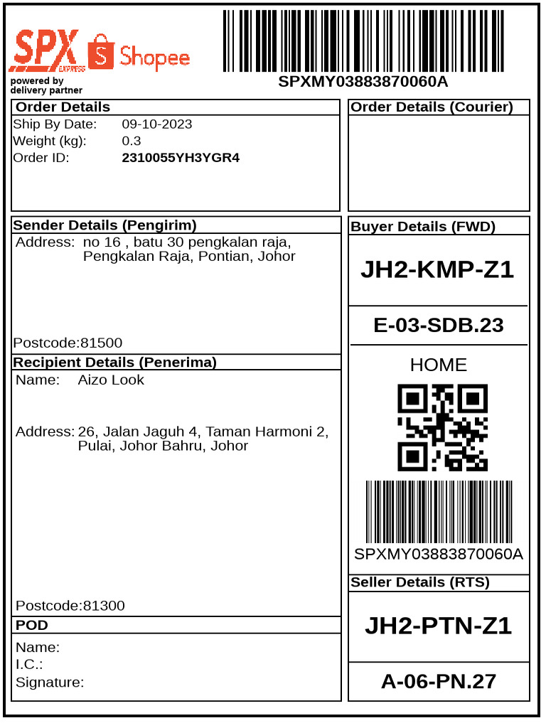 Johor Postcode Delivery Details | PDF