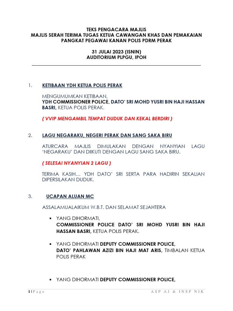 Teks MC STT KCK Dan Pemakaian Pangkat | PDF | Ilmu Sosial | Hukum