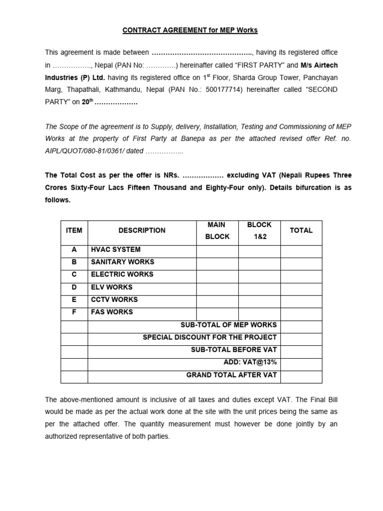 Agreement (MEP) | PDF | Private Law