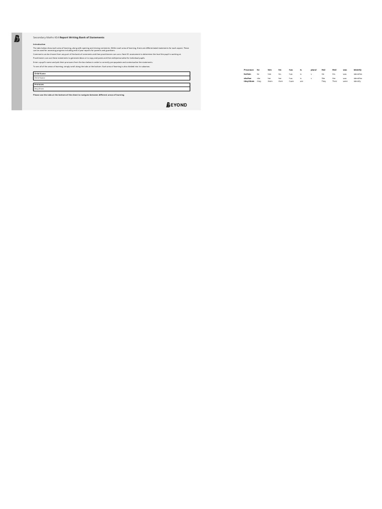 t4 M 020 Report Writing Bank of Statements Ks4 Maths Spreadsheet Ver 5 ...
