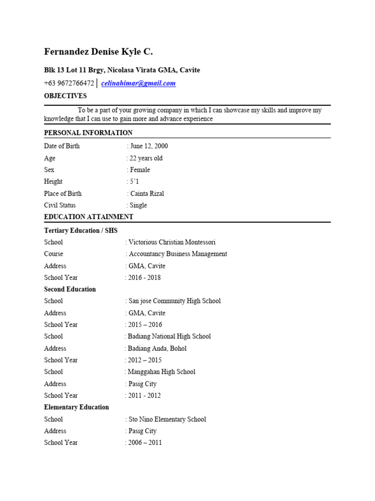 CV of Denise Kyle Fernandez | PDF | Career & Growth | Business