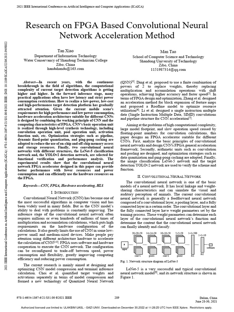 Research On Fpga Based Convolutional Neural Network Acceleration Method Pdf Field