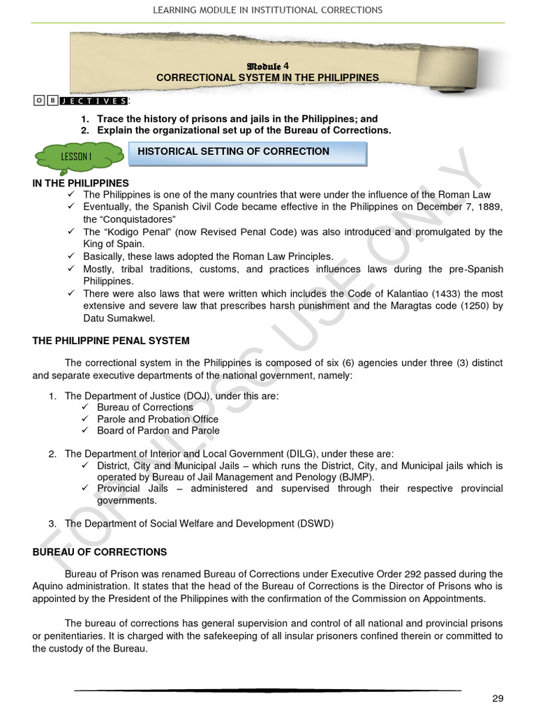 Philippine Correctional System Overview | PDF | Prison | Corrections