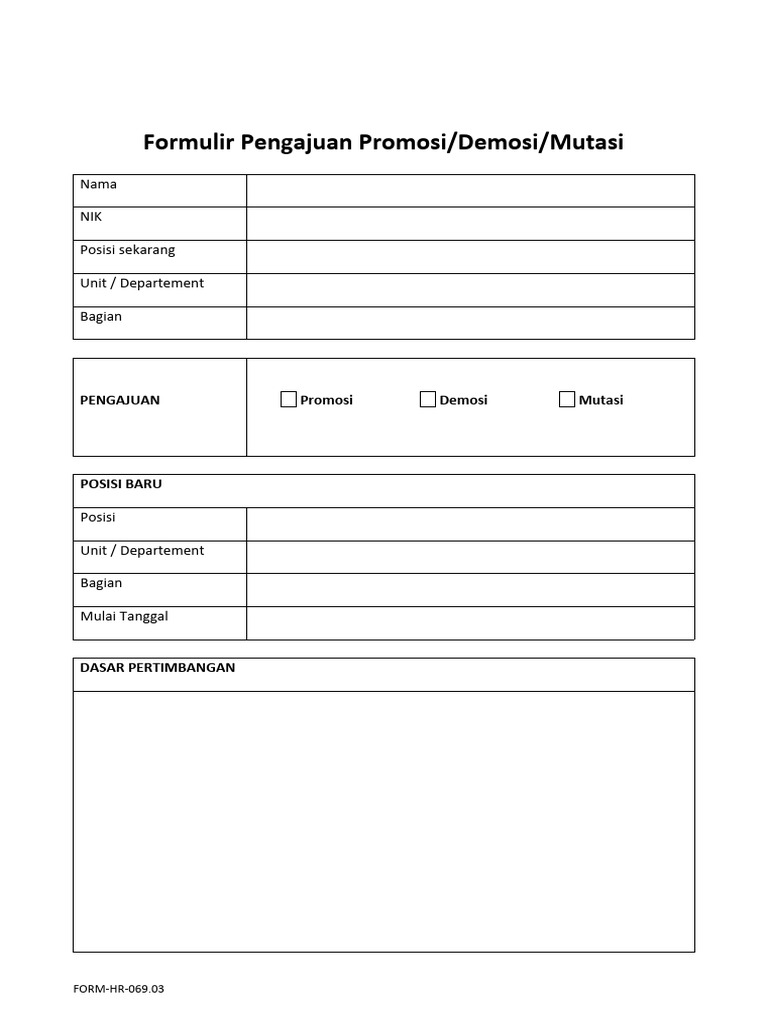 Form-Hr-069.03 - Form Usulan Promosi Demosi Mutasi | PDF