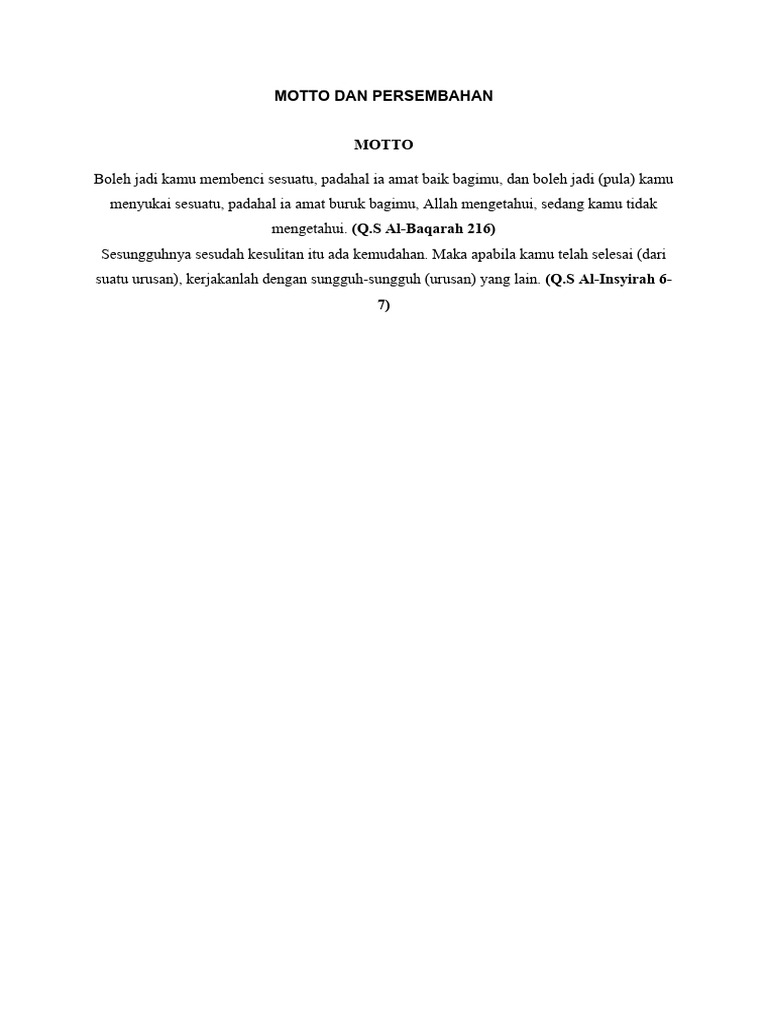 Motto Dan Persembahan | PDF