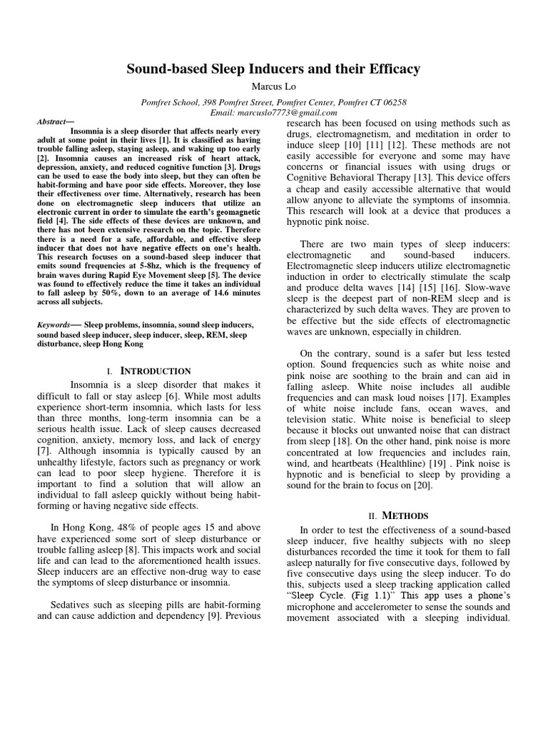 Marcus Lo - Sleep Inducer - Paper | PDF | Sleep | Insomnia