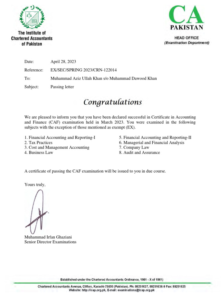 ICAP Result Card | PDF