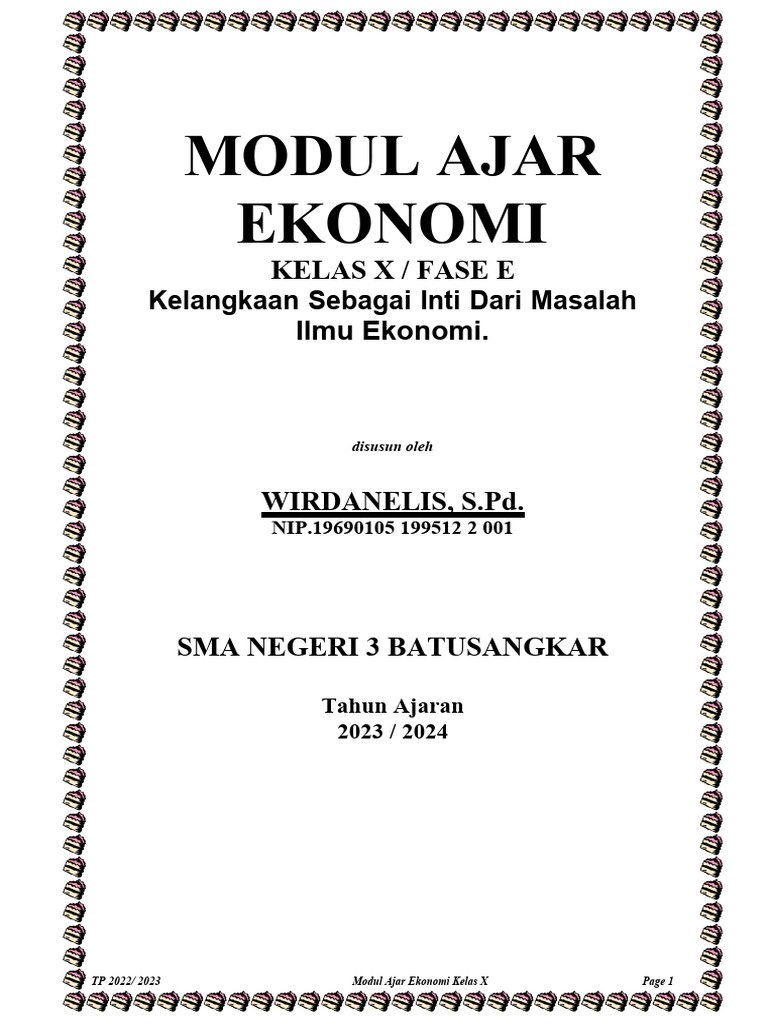 Modul Ajar Ekonomi - Modul Ajar Kelangkaan Sebagai Inti Dari Masalah Ilmu Ekonomi - Fase E | PDF