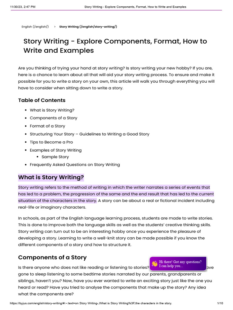 Story Writing - Explore Components, Format, How To Write and Examples ...