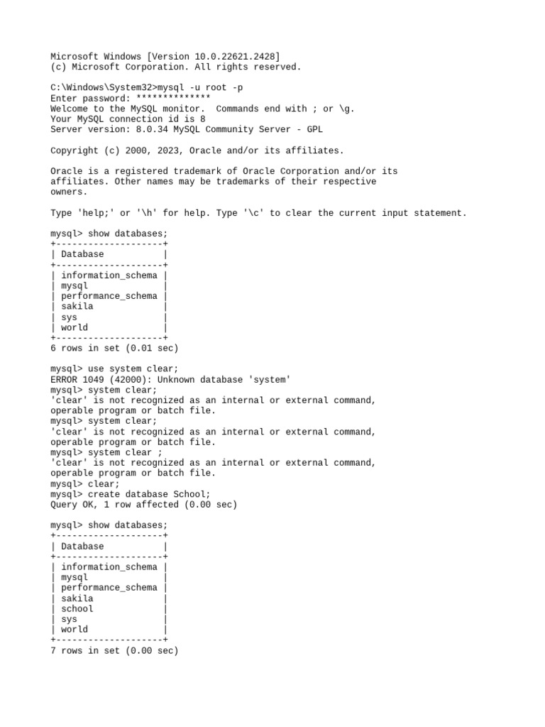 SQL Day 1.1 | PDF | My Sql | Databases