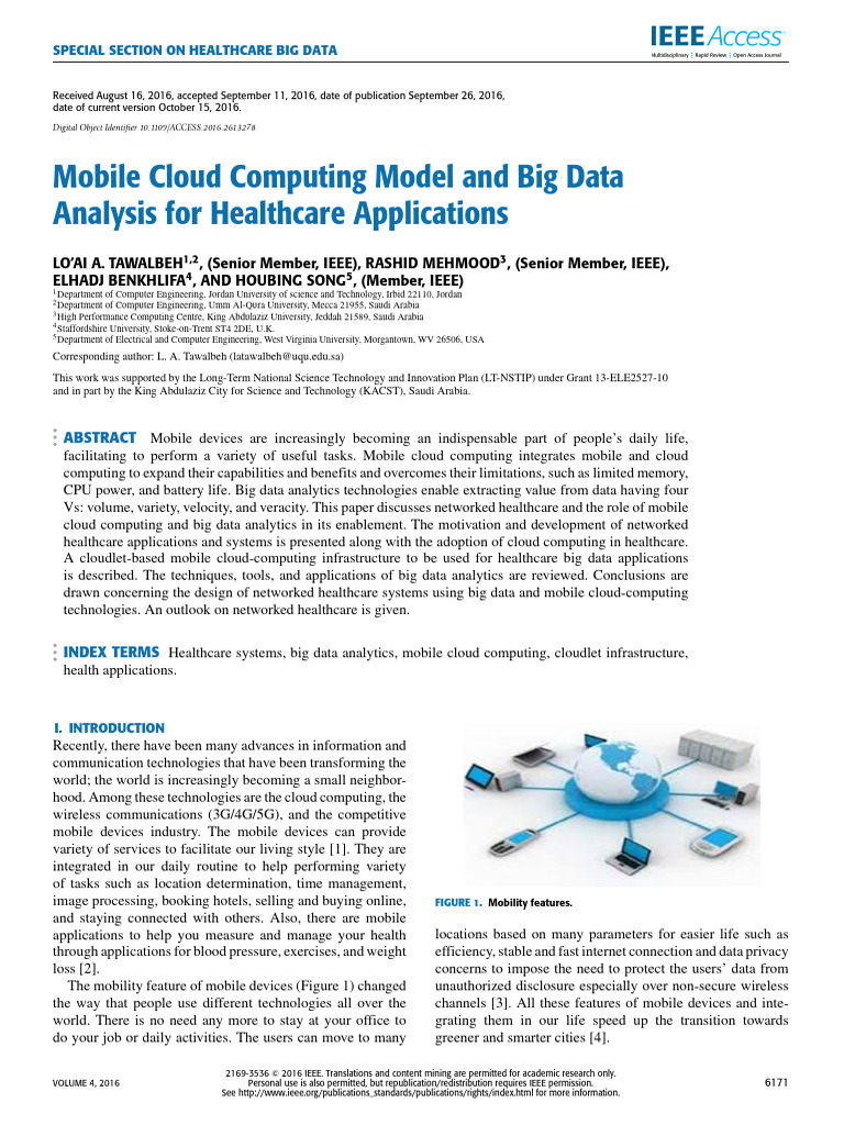 Mobile Cloud Computing Model And Big Data Analysis For Healthcare Applications Pdf Cloud