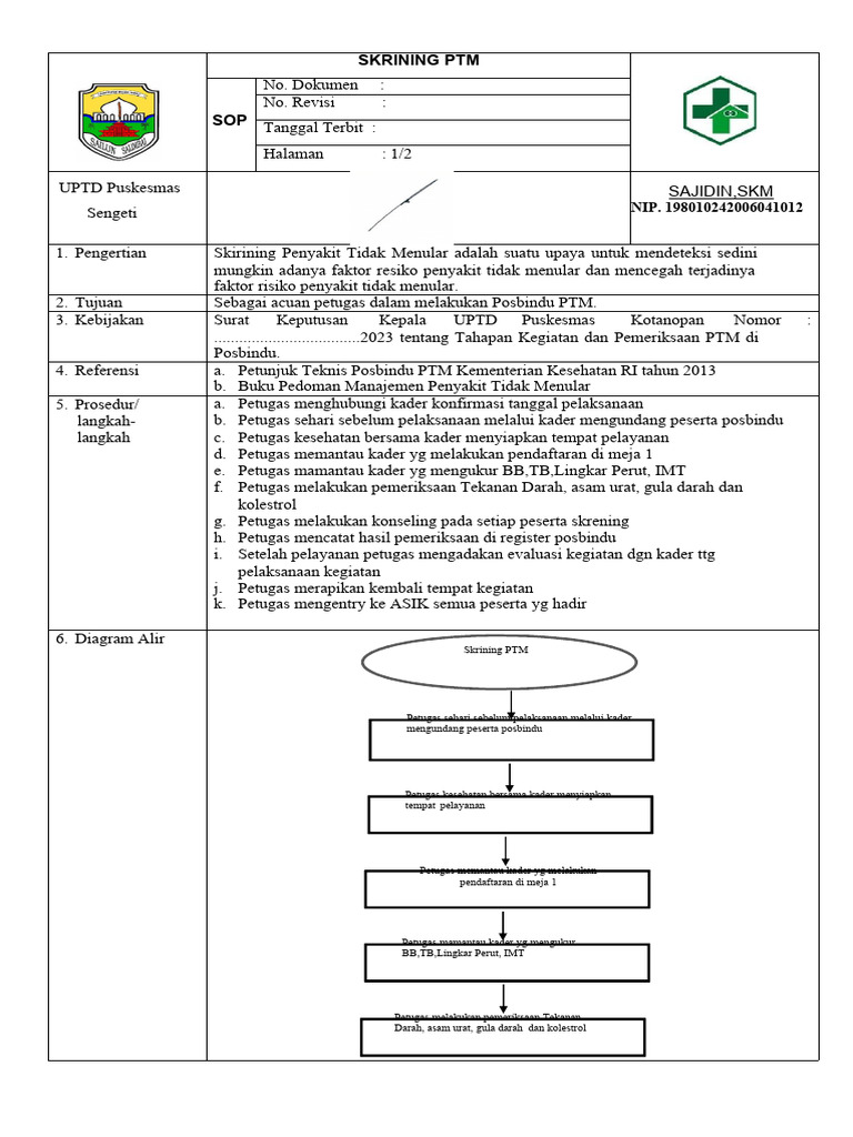 4.5.1.b Sop Skrining PTM | PDF