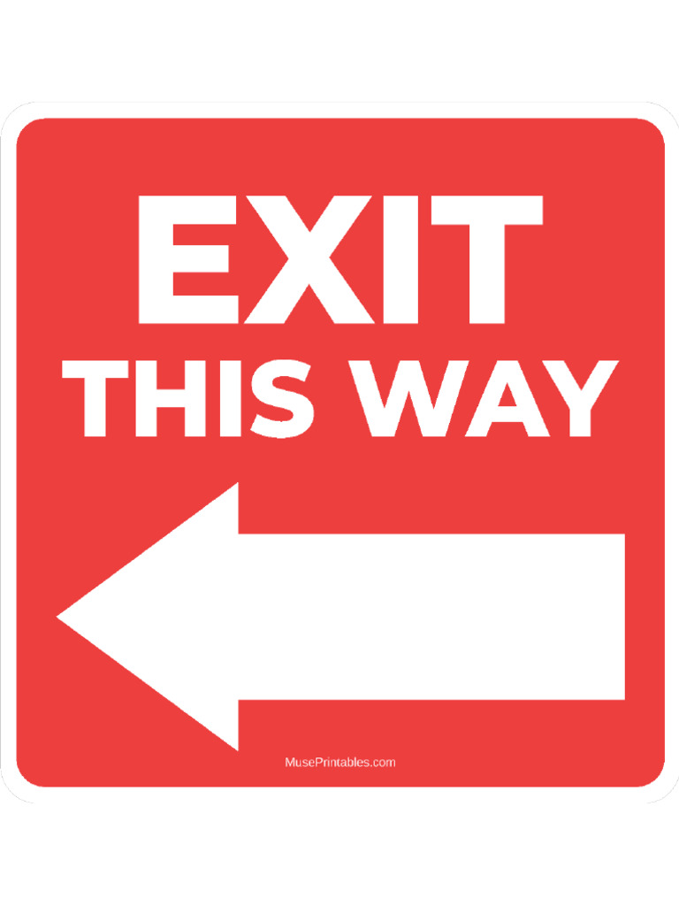 Exit This Way Left Arrow Sign Watermarked | PDF