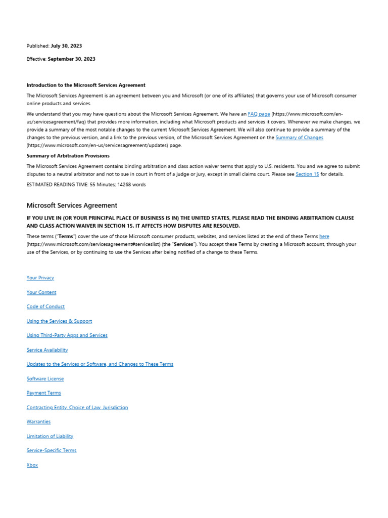 Microsoft Services Agreement | PDF | Payments | Microsoft Windows