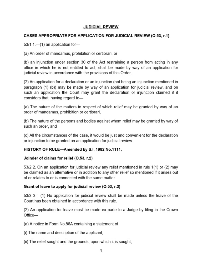 Judicial Review | PDF | Certiorari | Writ Of Prohibition