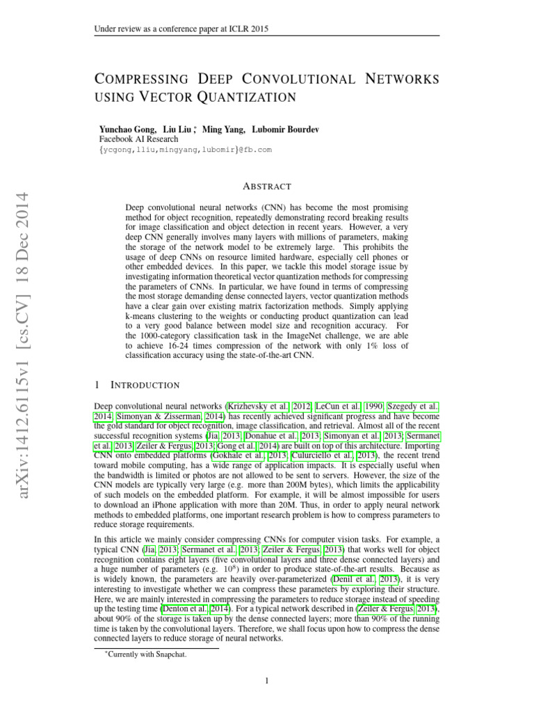 Compressing Deep Convolutional Networks Pdf Matrix Mathematics Applied Mathematics