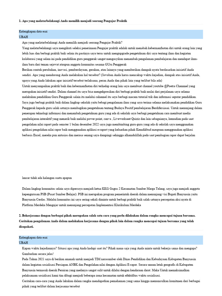 Essai Pengajar Praktik | PDF