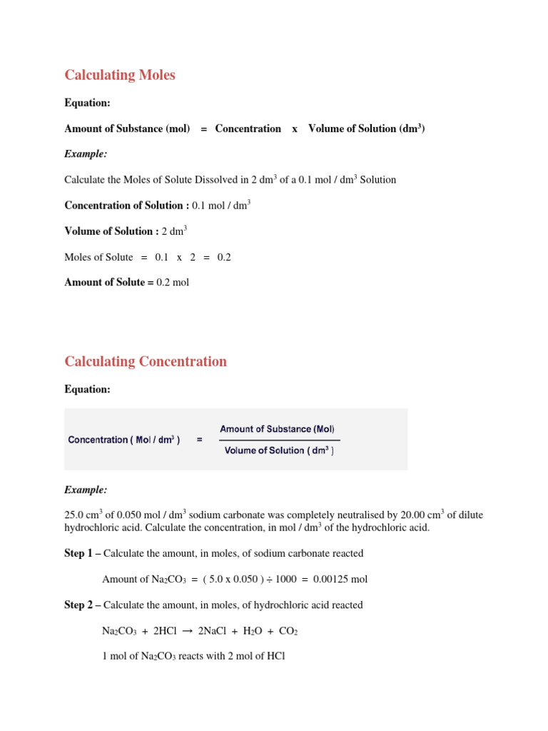 Moles 4 | PDF | Mole (Unit) | Hydrochloric Acid