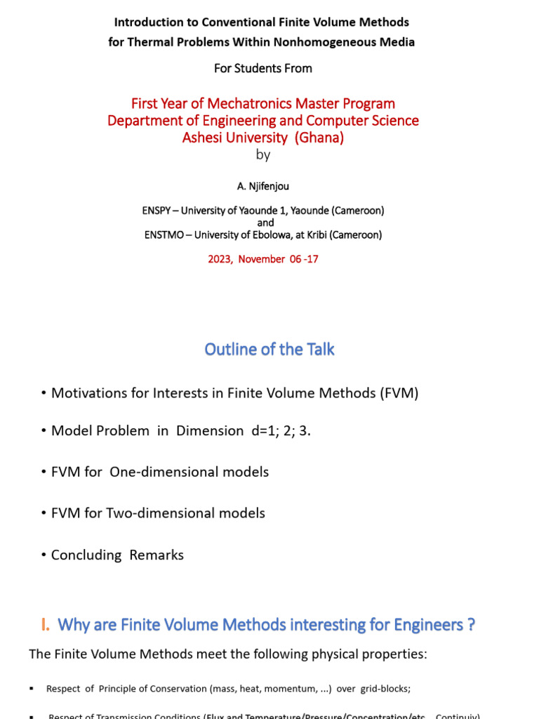 Intro Conv FVM - Master Prog Ashesi 2023 | PDF | Fluid Dynamics | Equations