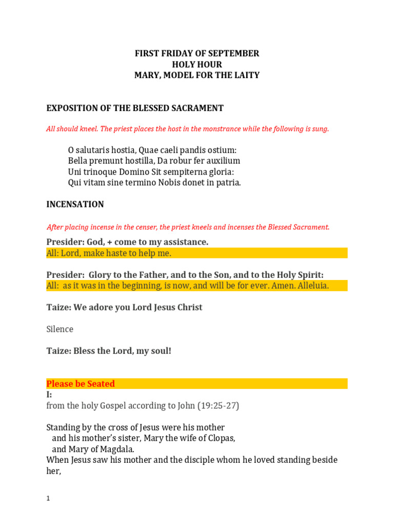 Holy Hour September | PDF | Grace In Christianity | Mary, Mother Of Jesus