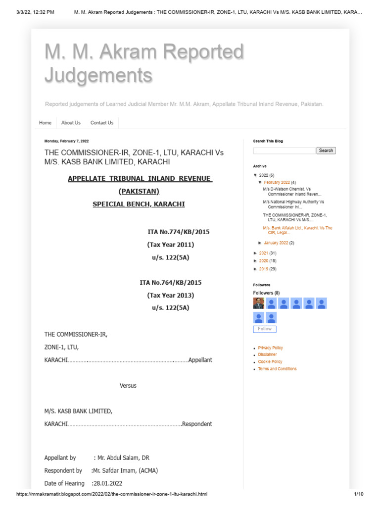 MInimum Tax and Turnover - M. M. Akram Reported Judgements - THE ...