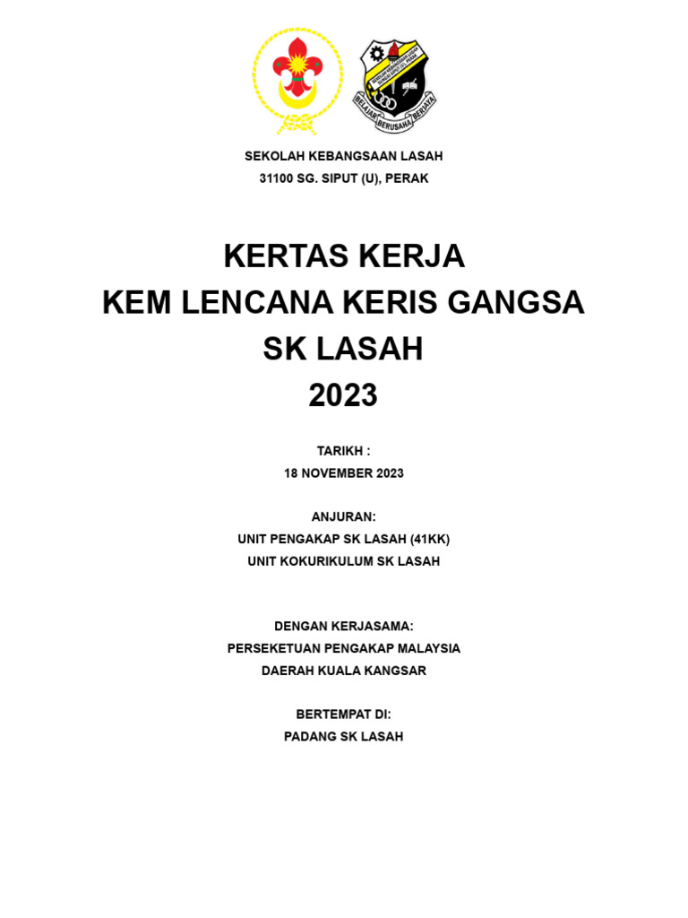 Kem Lencana Keris Gangsa SK Lasah | PDF